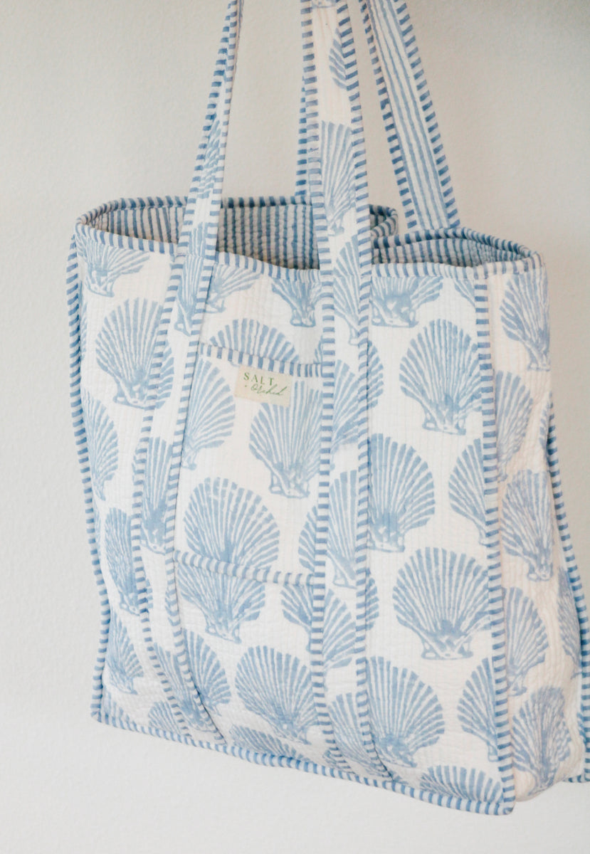The Market Tote- Seaside Blue Shells – SALT + ORCHID